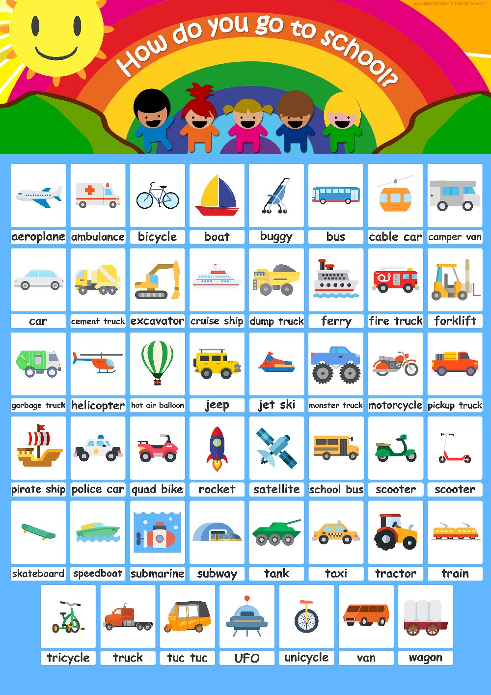 FREE Transport & Vehicle Flashcards for Kids! + FREE Poster!