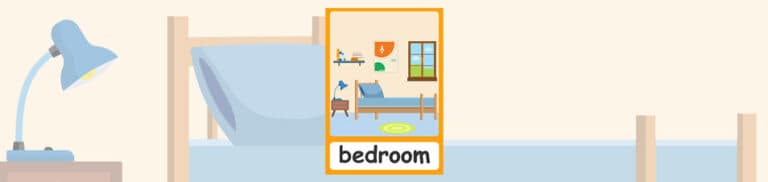 Learn prepositions with Bedroom Flashcards!